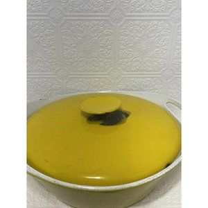 Kitchen | Large Yellow Enamel Cast Iron Stock Pot Dutch Oven Mcm ...